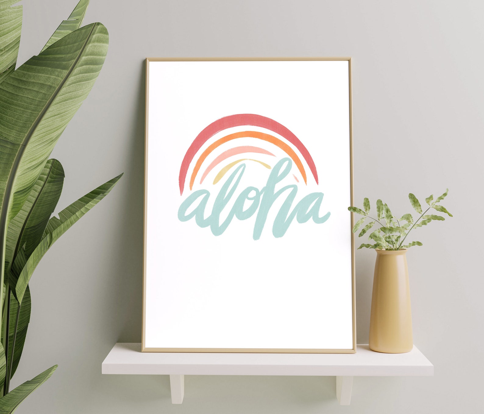 Aloha Rainbow Art Printable | Tropical Hawaiian Coastal Digital ...