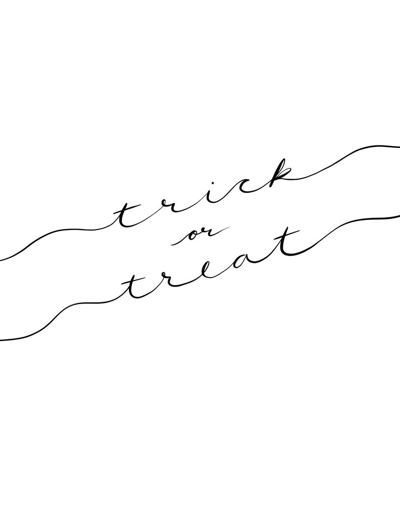 Minimal Trick or Treat Sign Halloween Art Printable | Modern Simple ...