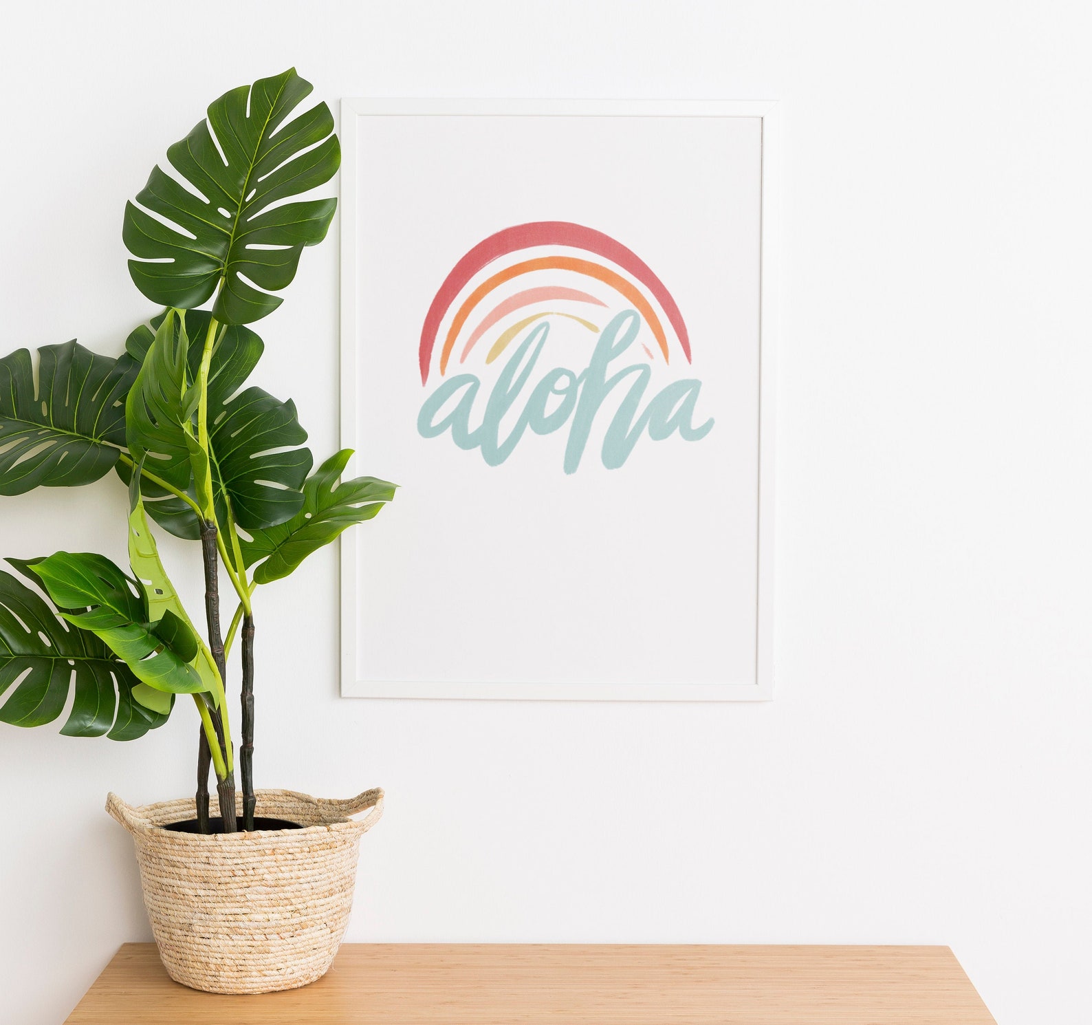 Aloha Rainbow Art Printable | Tropical Hawaiian Coastal Digital ...