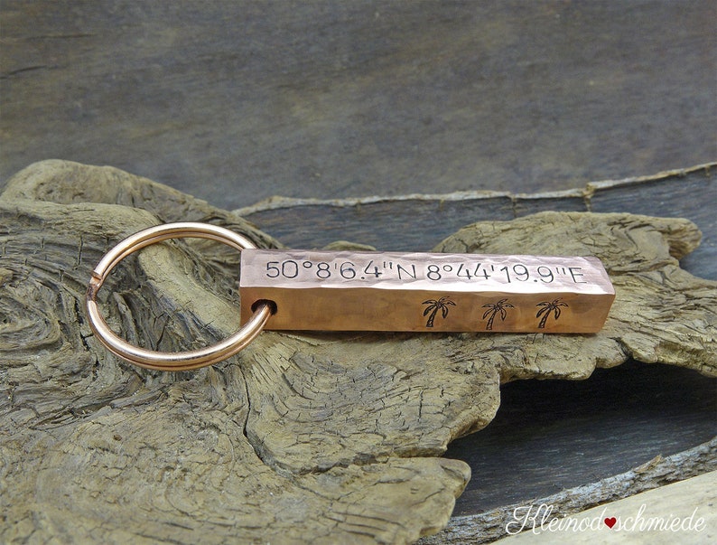 Custom Hand Stamped Personalised Copper Bar Keychain - Etsy