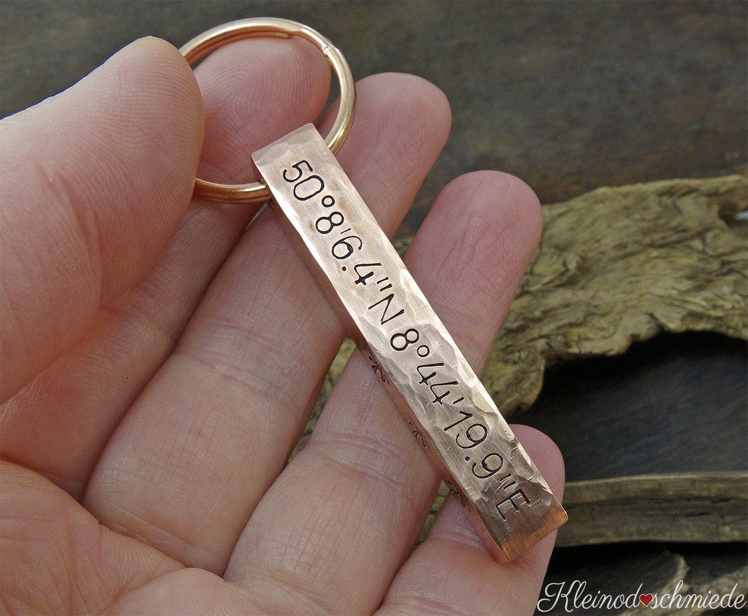 Custom Hand Stamped Personalised Copper Bar Keychain - Etsy