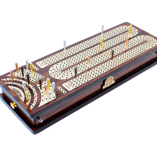 3 Track Continuous Cribbage Board Inlaid Maple Wood/bloodwood - Etsy