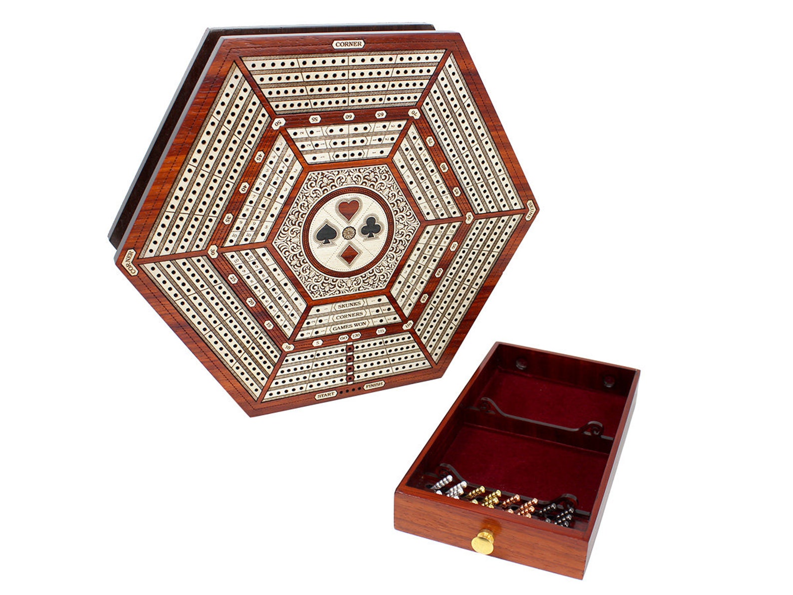 Hexagonal Cribbage Board 11.5 for 4 Players 120 - Etsy