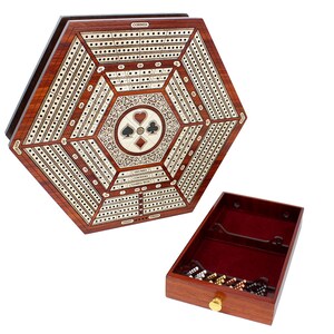 Hexagonal Cribbage Board 11.5 for 4 Players 120 Points in Wood With ...