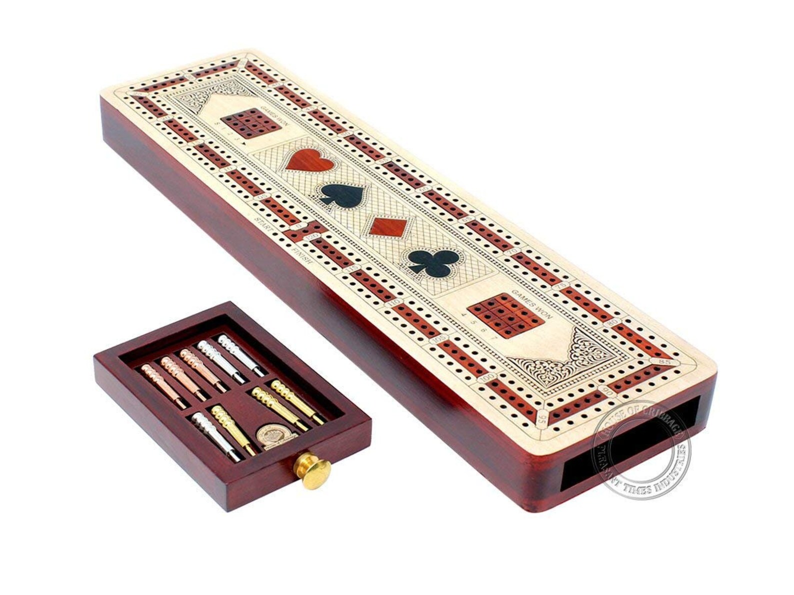 3 Track Continuous Cribbage Board Inlaid Maple Wood/bloodwood - Etsy Canada