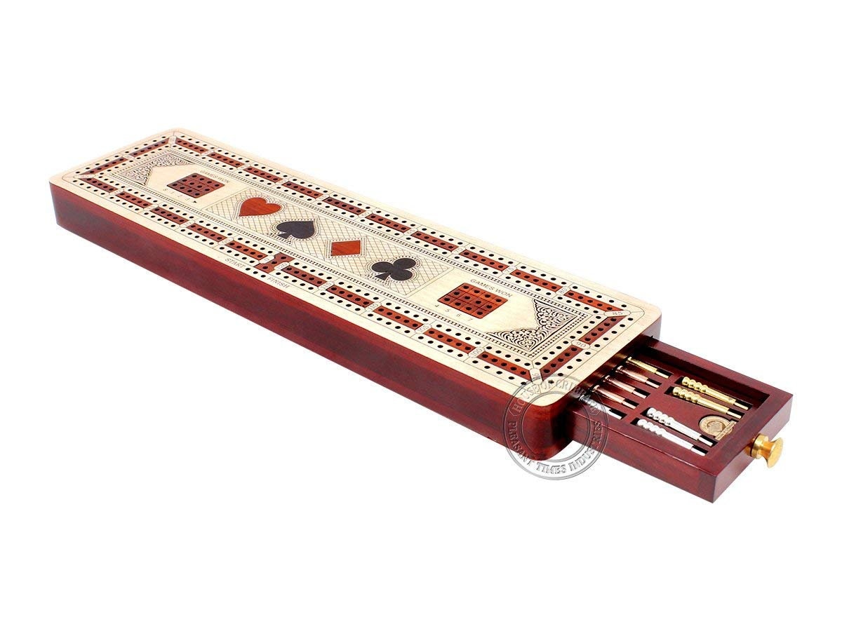 3 Track Continuous Cribbage Board Inlaid Maple Wood/bloodwood - Etsy Canada