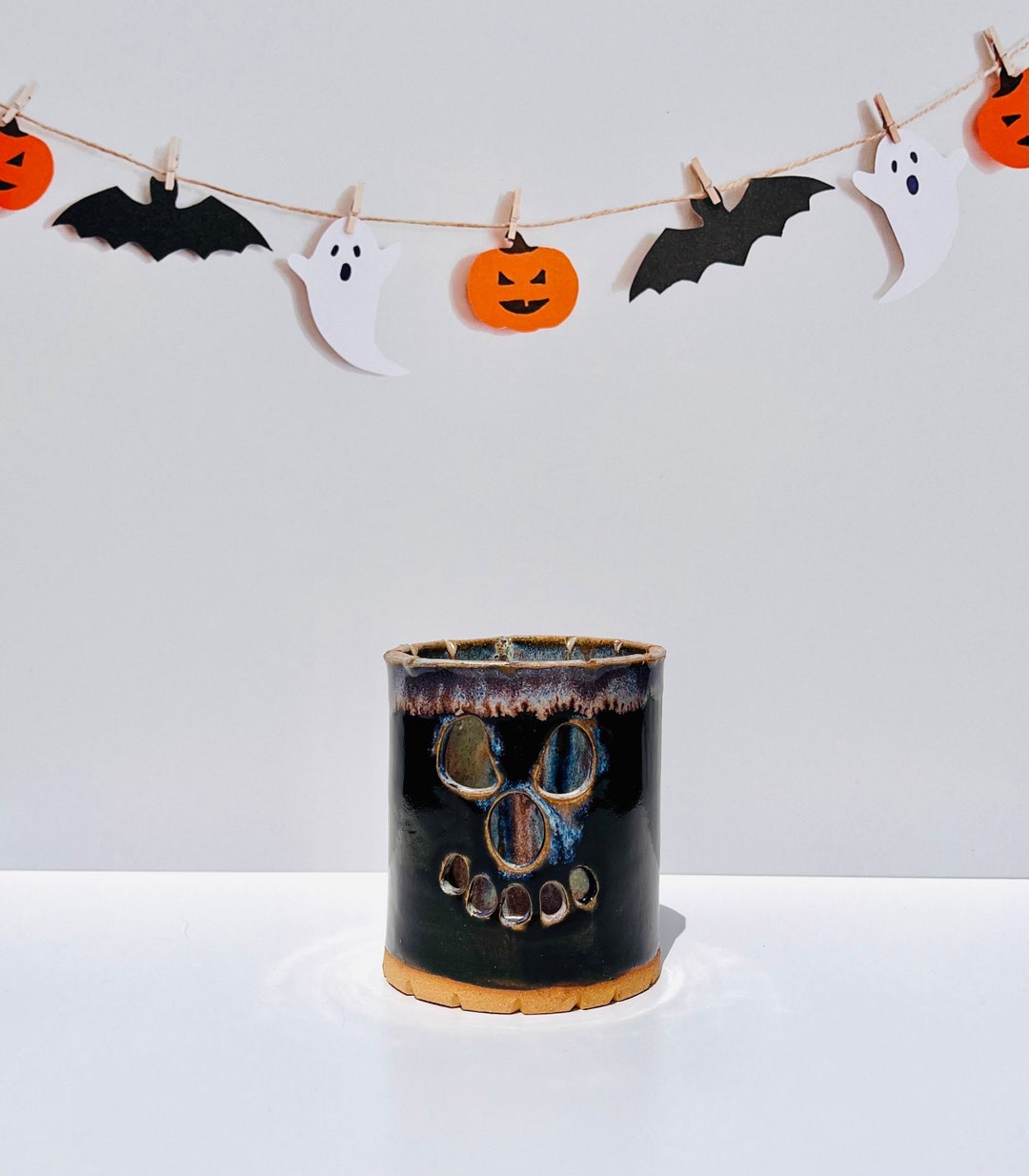 Ghost Luminary, Handmade Holiday Halloween Ceramic or Pottery in Brown ...