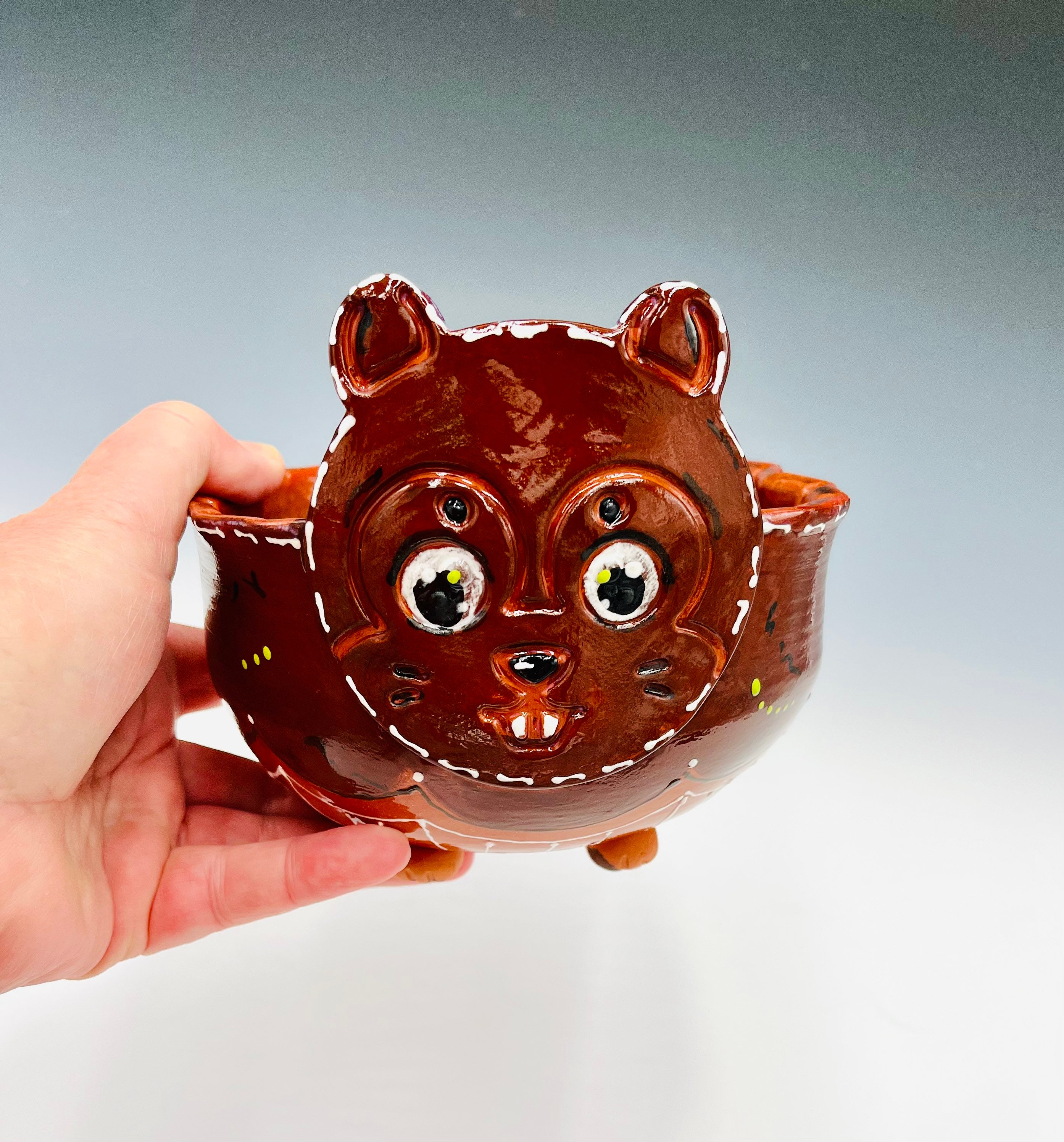 Beaver Bowl Hand Painted in Terra Cotta Clay Ceramic or Pottery - Etsy