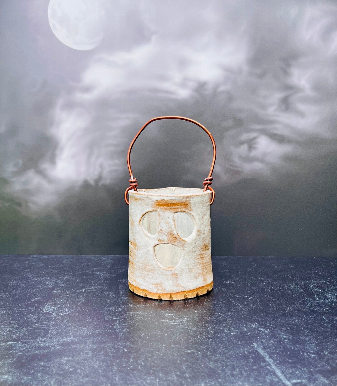 Ghost Luminary With Handle, Handmade Holiday Halloween Ceramic or ...