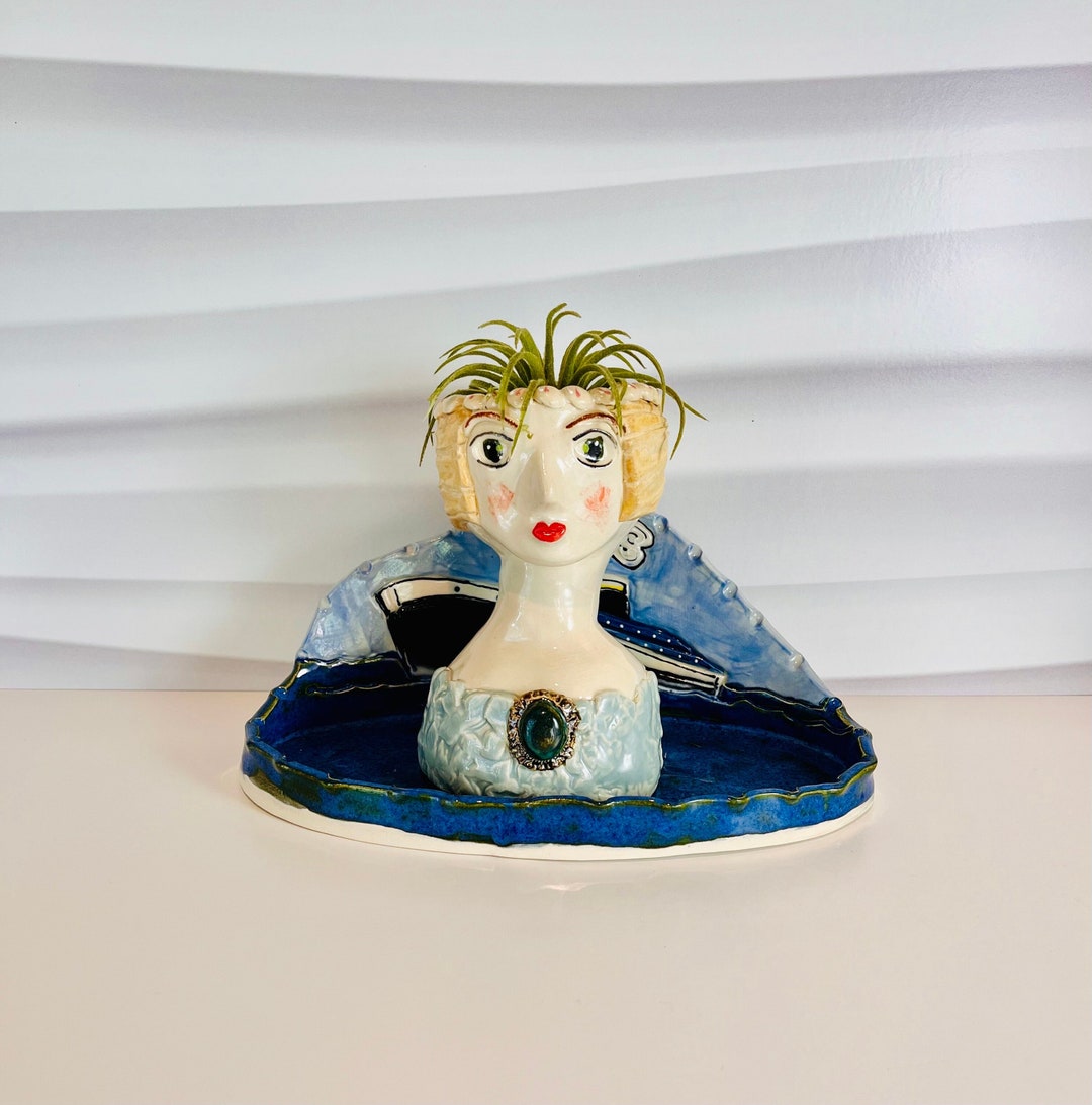 Titanic Ceramic or Pottery Planter Head or Face Pot for Succulents or ...