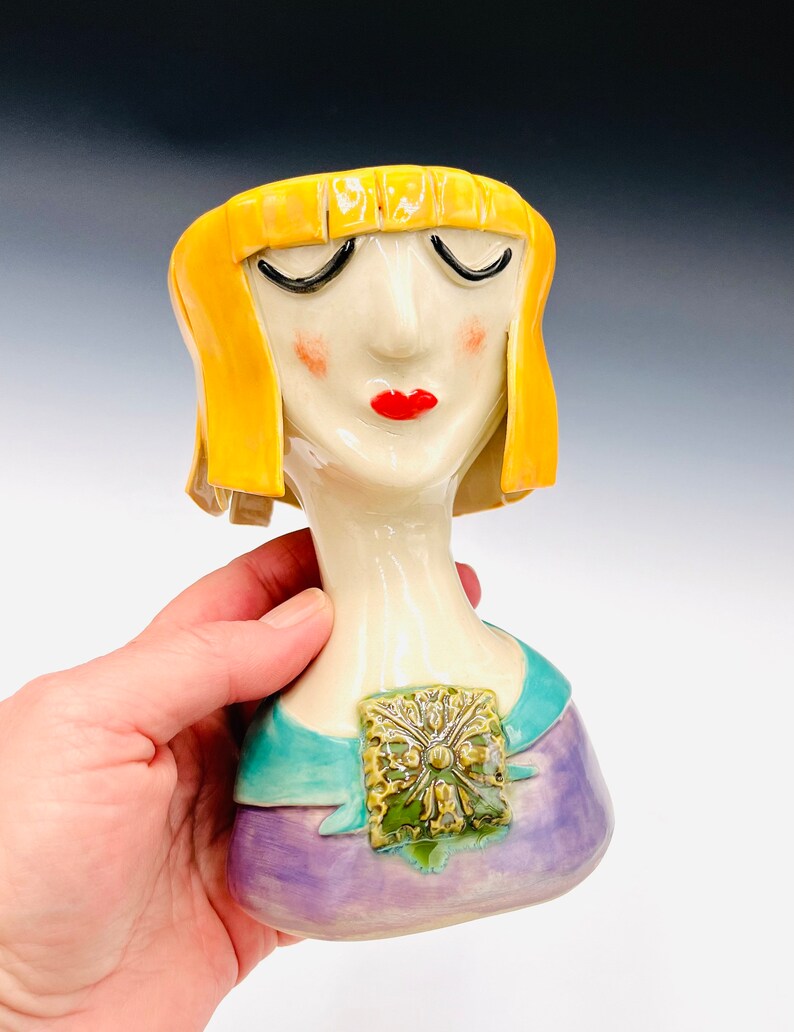 Amsterdam Lady Ceramic or Pottery Planter Head or Face Pot for - Etsy
