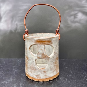 Ghost Luminary With Handle, Handmade Holiday Halloween Ceramic or ...