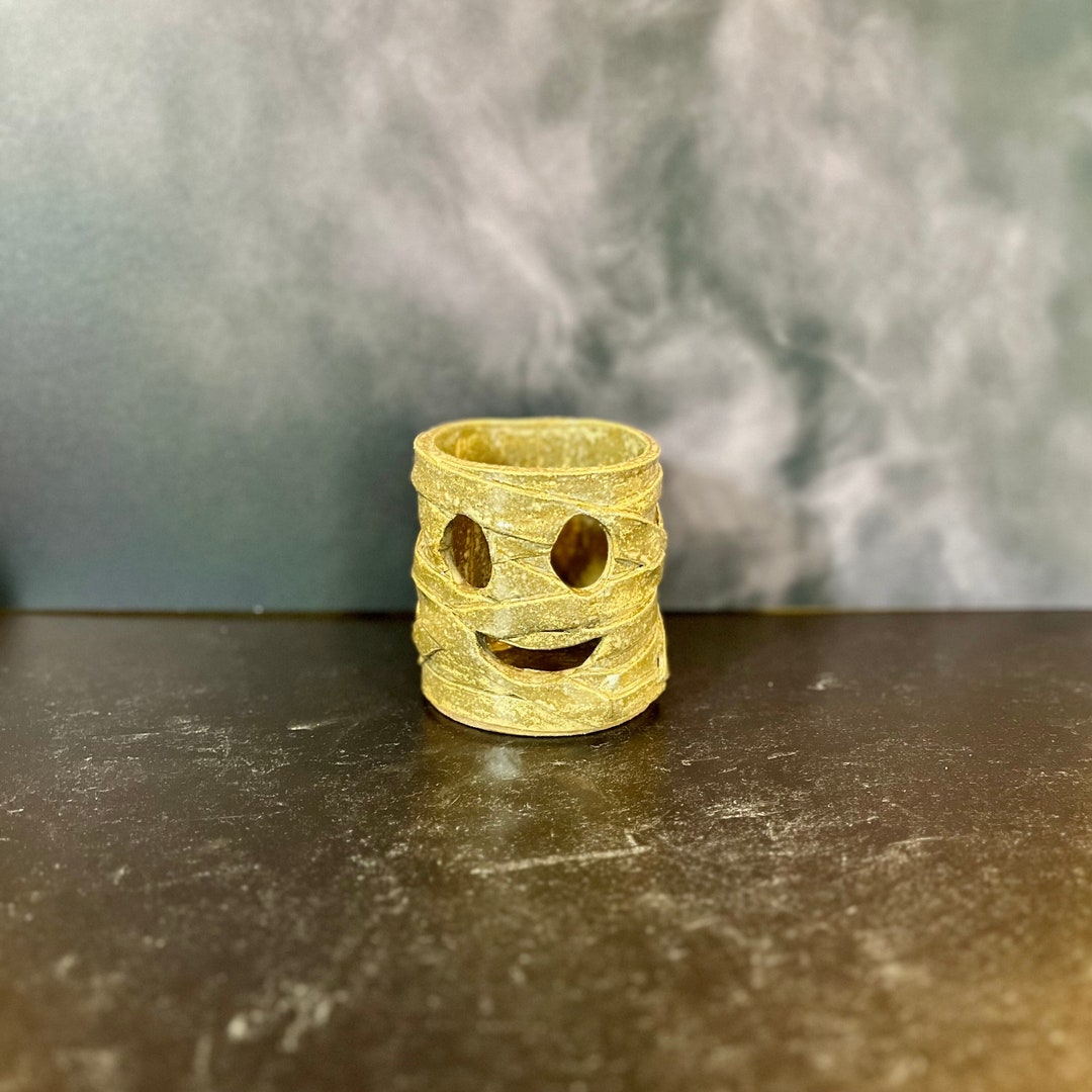 Mummy Luminary, Handmade Holiday Halloween Ceramic or Pottery in Brown ...