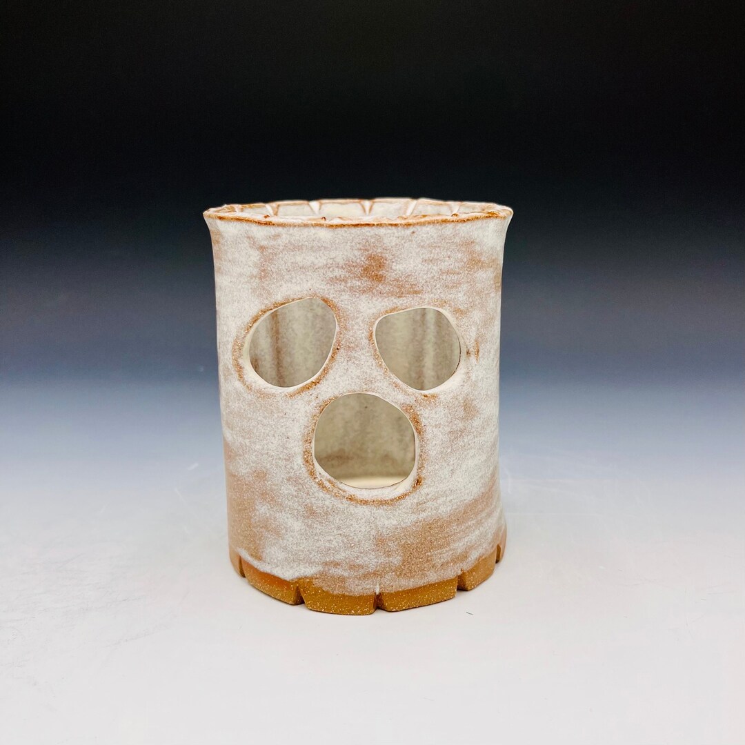 Ghost Luminary, Handmade Holiday Halloween Ceramic or Pottery in Brown ...