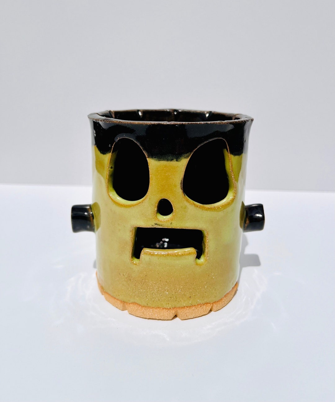 Frankenstein Luminary, Handmade Holiday Halloween Ceramic or Pottery in ...