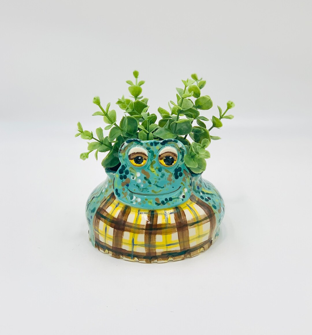 Frog Vase for Succulents, Pens or Brushes, Hand Painted Ceramic or ...