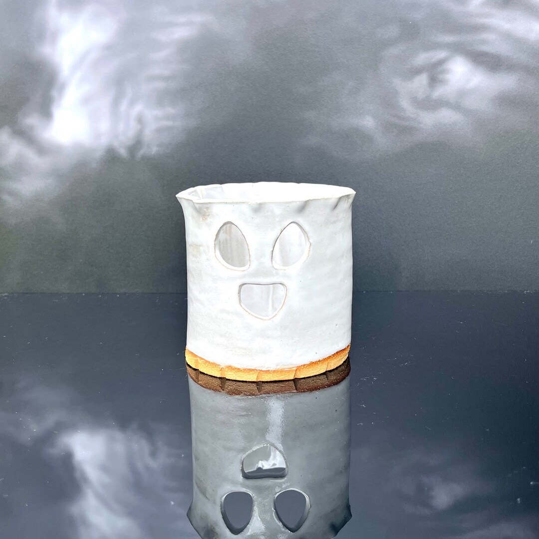 Ghost Luminary, Handmade Holiday Halloween Ceramic or Pottery in Brown ...