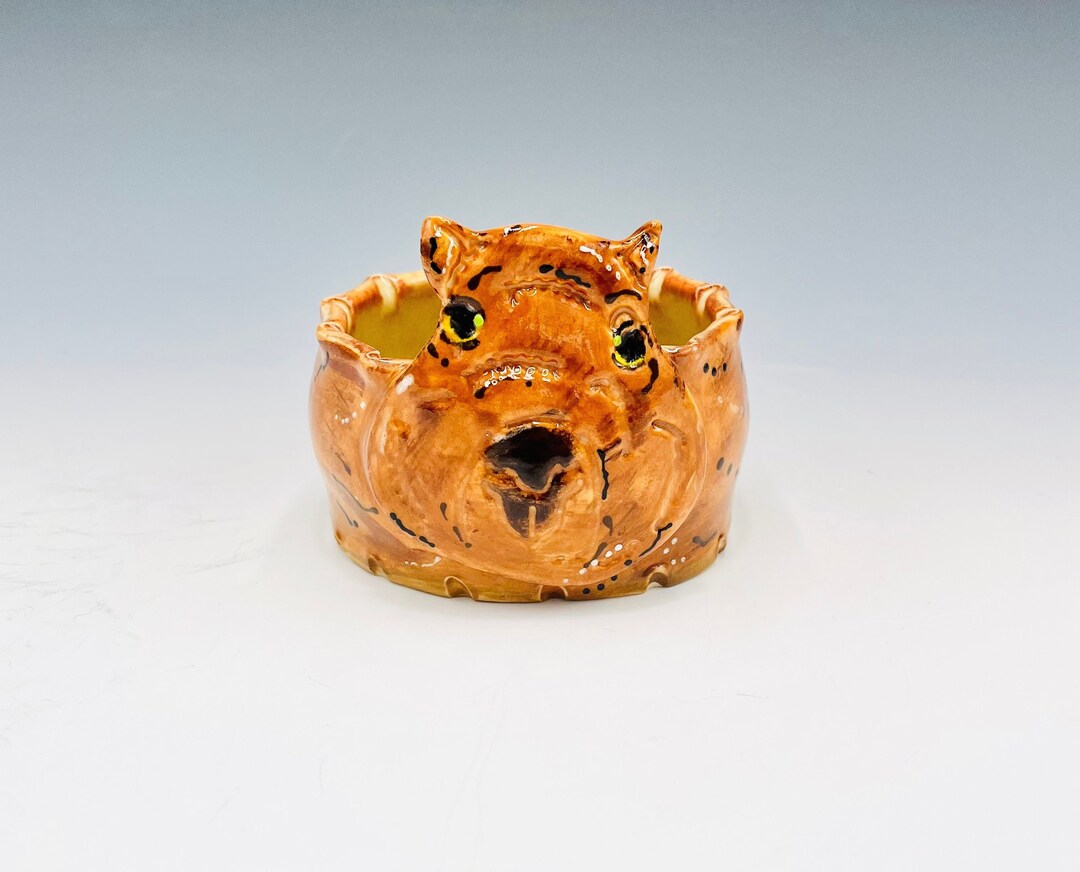 Capybara Vase for Succulents, Hand Painted Ceramic or Pottery in White ...