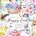 Easter Watercolor Bunny Clipart, Spring Easter Clipart, Easter Eggs ...