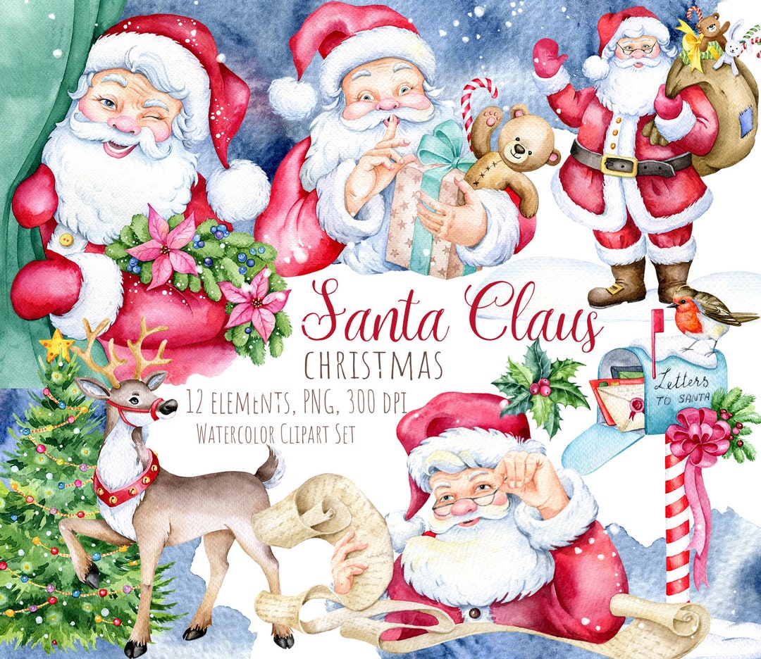 Santa Claus Christmas Clipart Set, Santa Claus Mail, Rudolf the ...