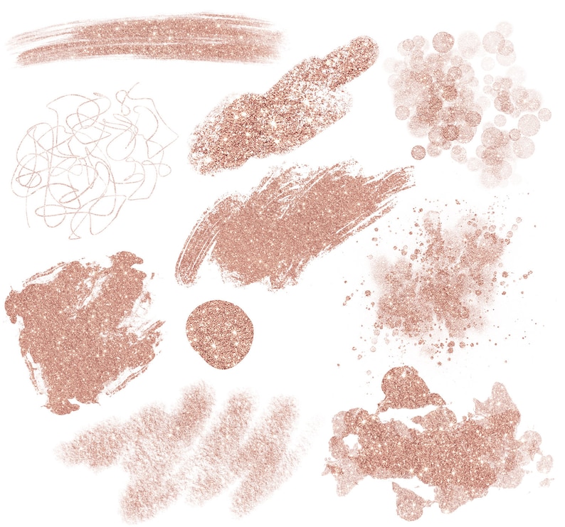 Rose Gold Glitter Splashes and Strokes, Rose Gold Splatter, Rose Gold ...