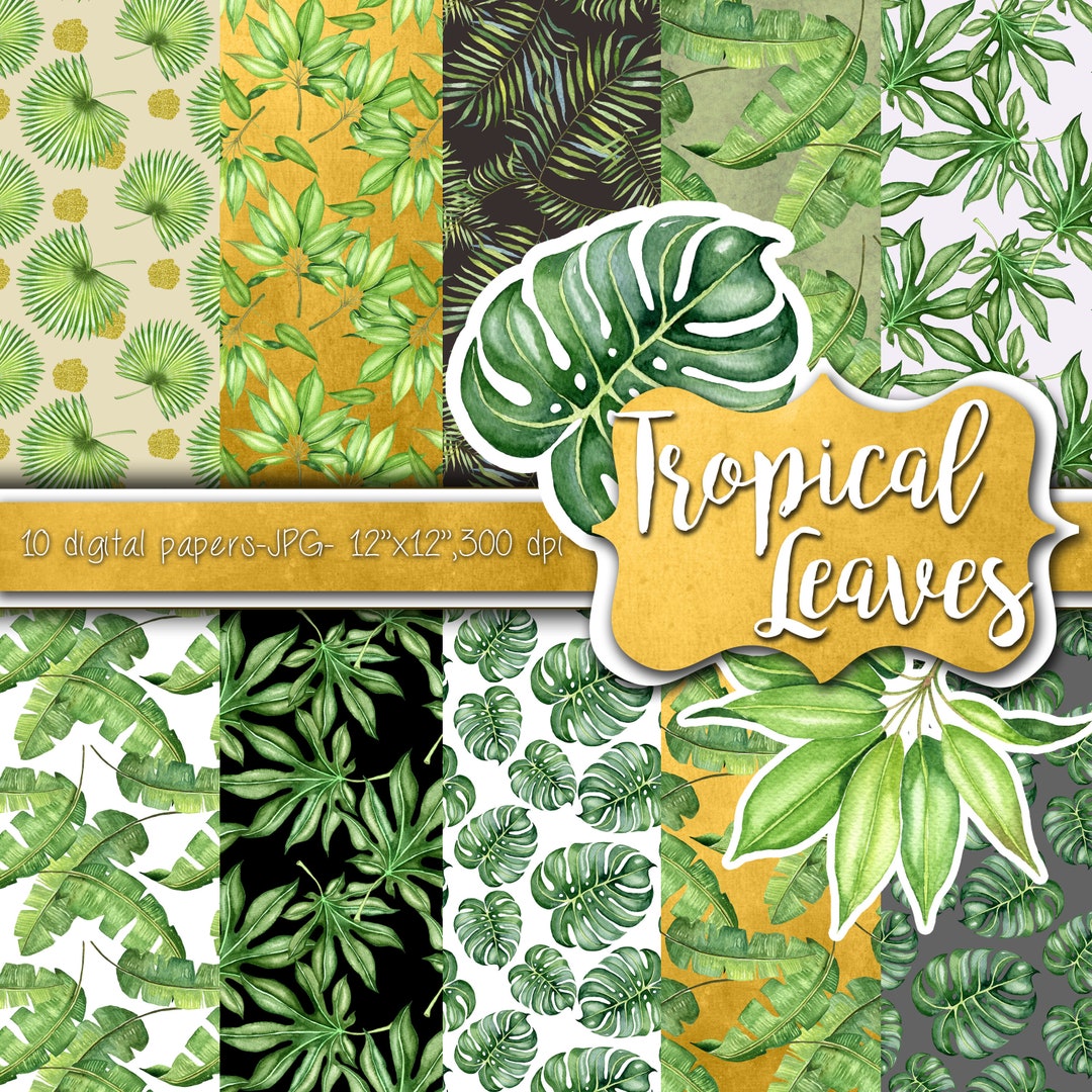Tropical Leaves Paper,tropical Wedding,exotic Leaves,greenery,tropical ...