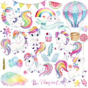 Watercolor Unicorns Clipart,pony Clipart,nursery Art,baby Shower ...