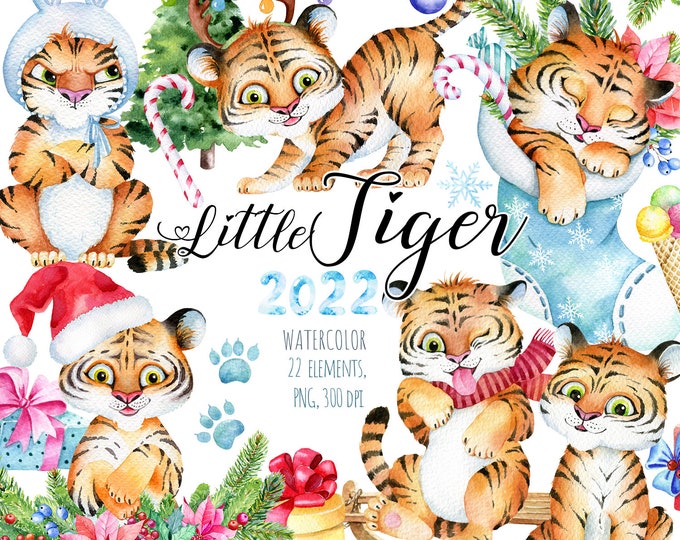 Tiger Clipart Set, Cute Animal Clipart, Tiger Png, New Year Clipart ...