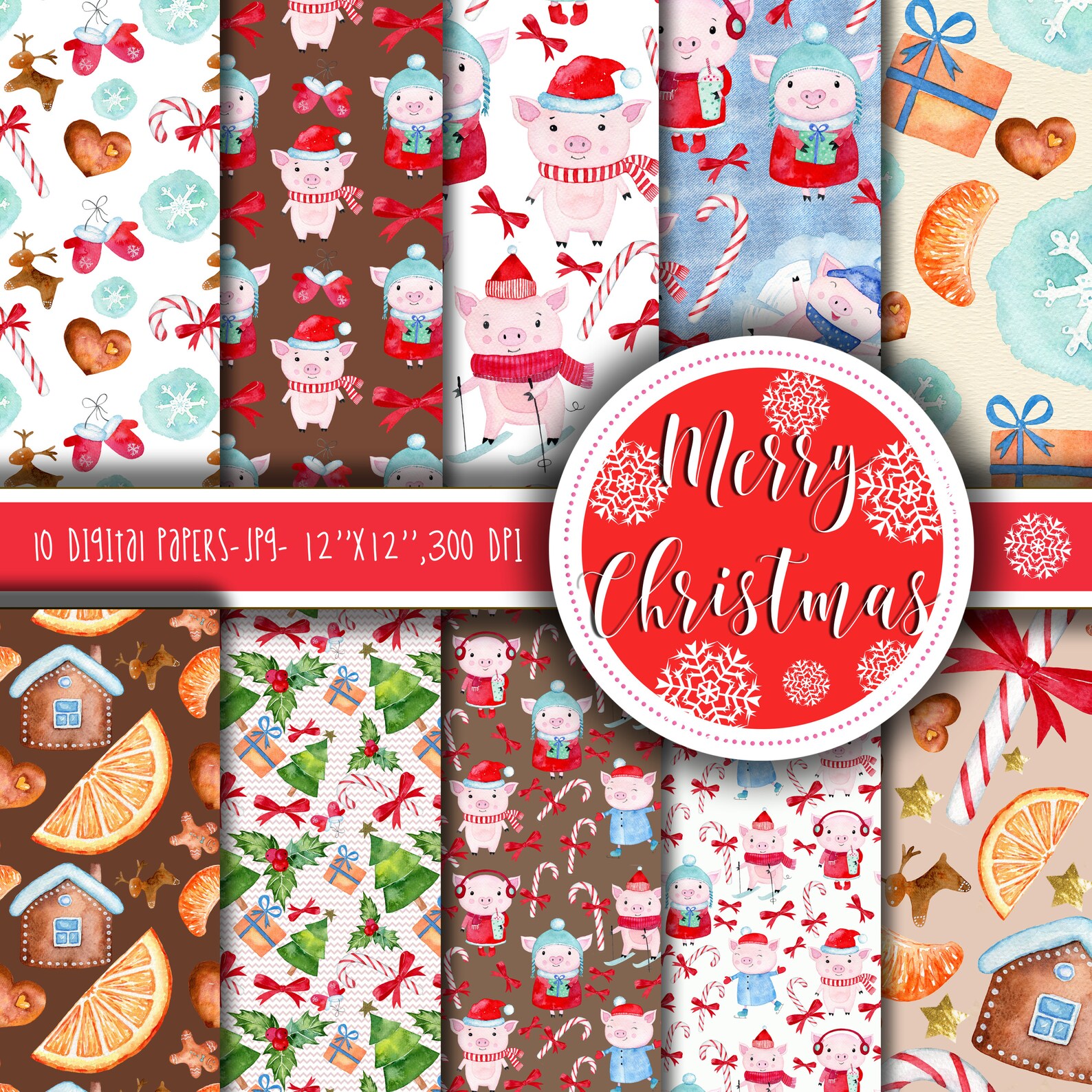 Christmas Digital paperWinter Digital PaperNew Year | Etsy