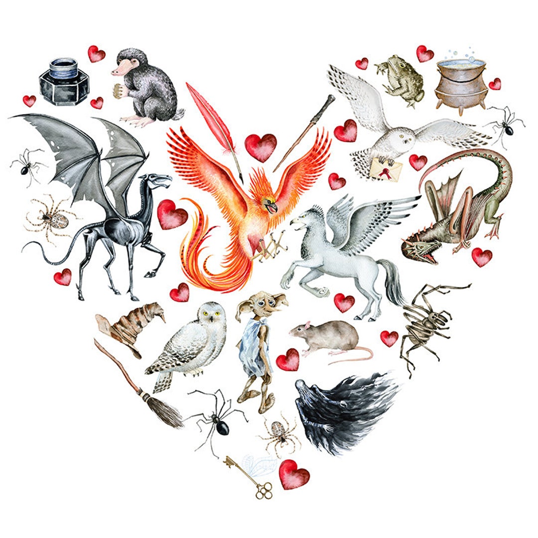 Magical Creatures Clipart,phoenix,valentine's Day Card,potions Clipart ...
