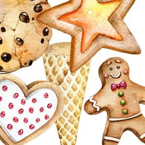 Watercolor Gingerbreads, Cookies and Waffles Clipart Set, Christmas ...