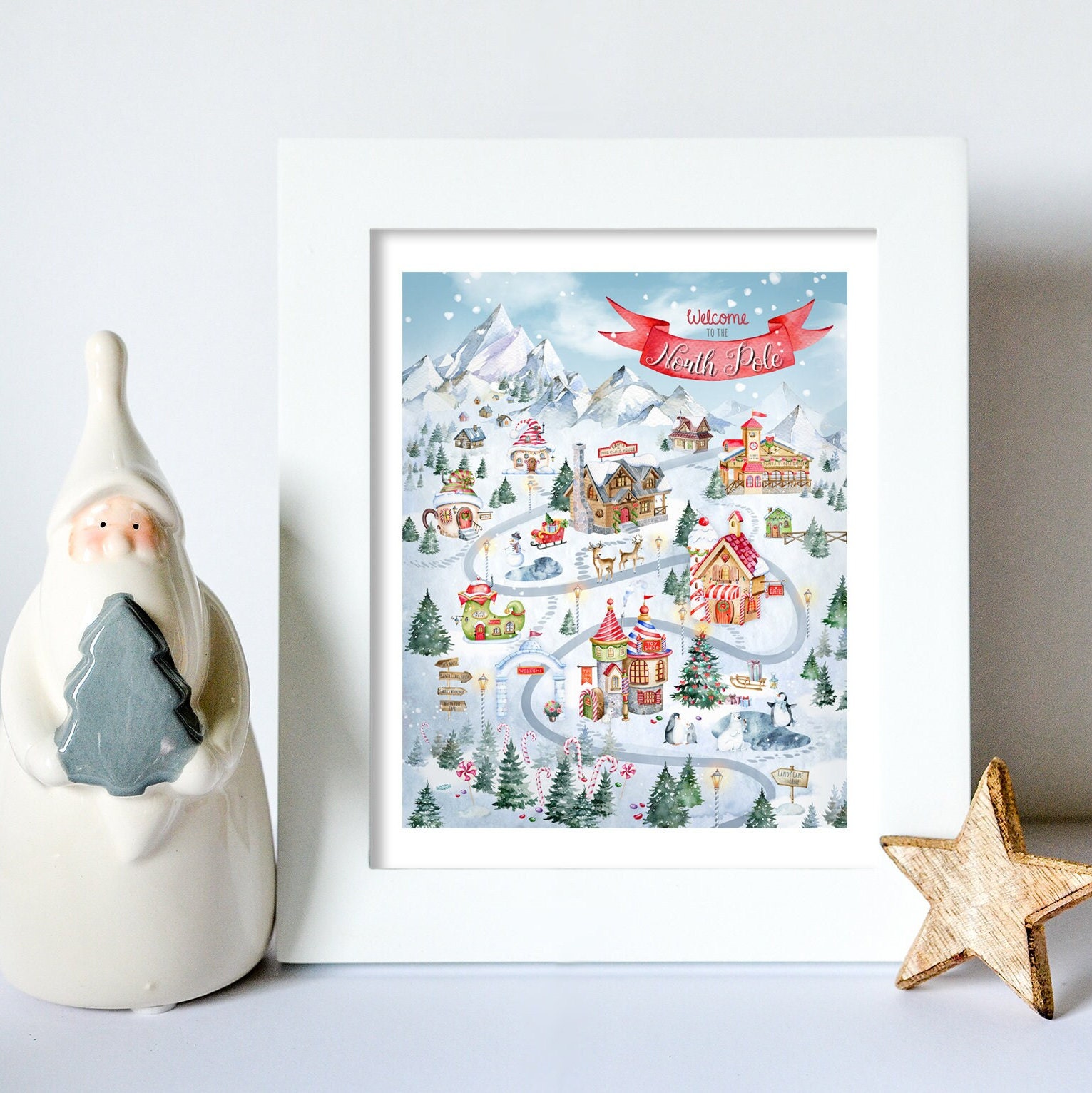 Christmas Village Map North Pole Map Christmas Wall Art - Etsy