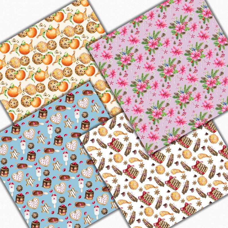 Sweet Christmas Seamless Patterns, Christmas Sweets Digital Papers ...