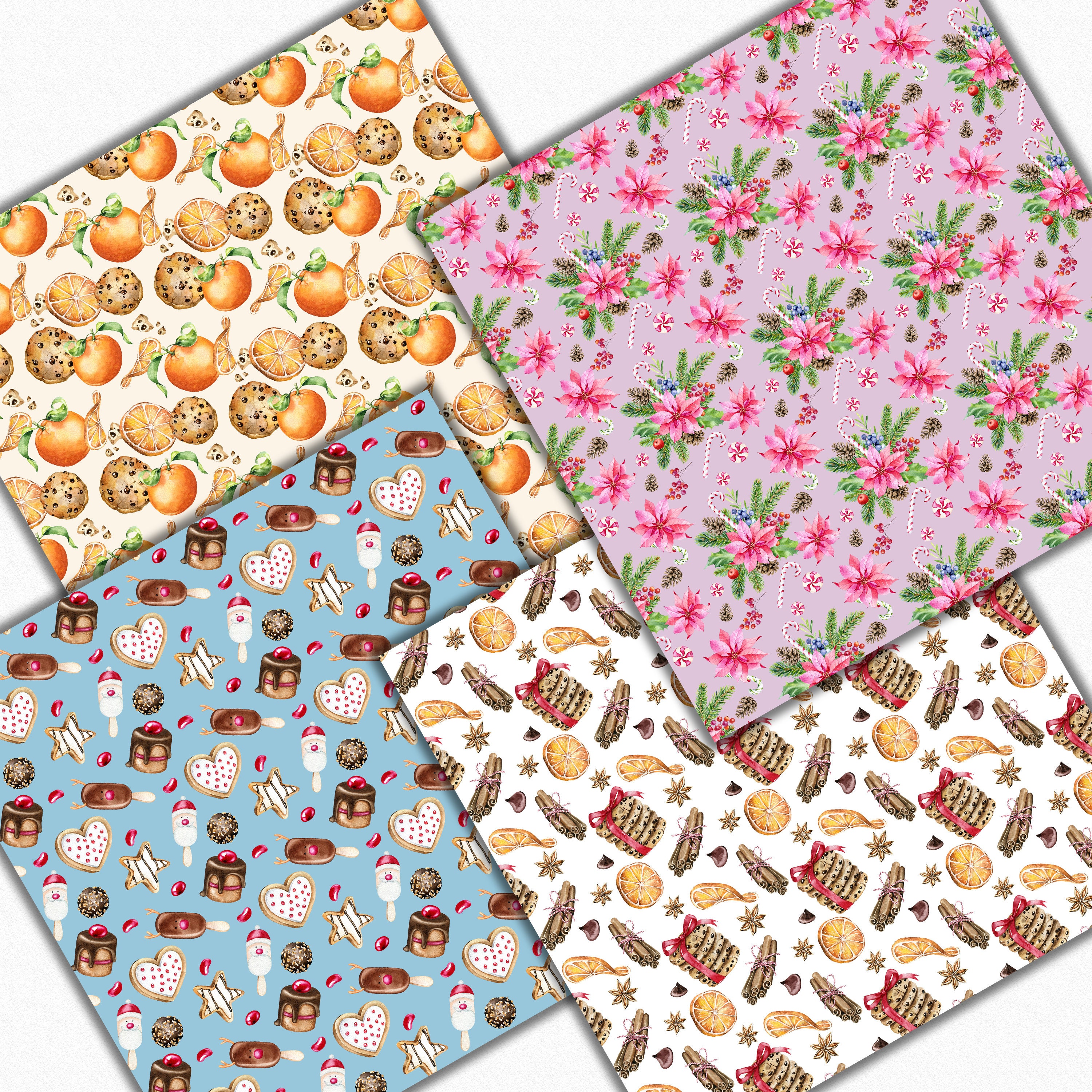 Sweet Christmas Seamless Patterns, Christmas Sweets Digital Papers ...