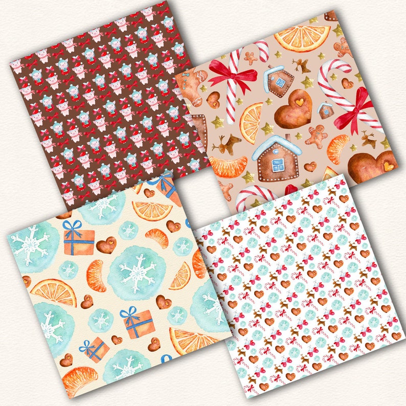 Christmas Digital Paperwinter Digital Papernew Year - Etsy