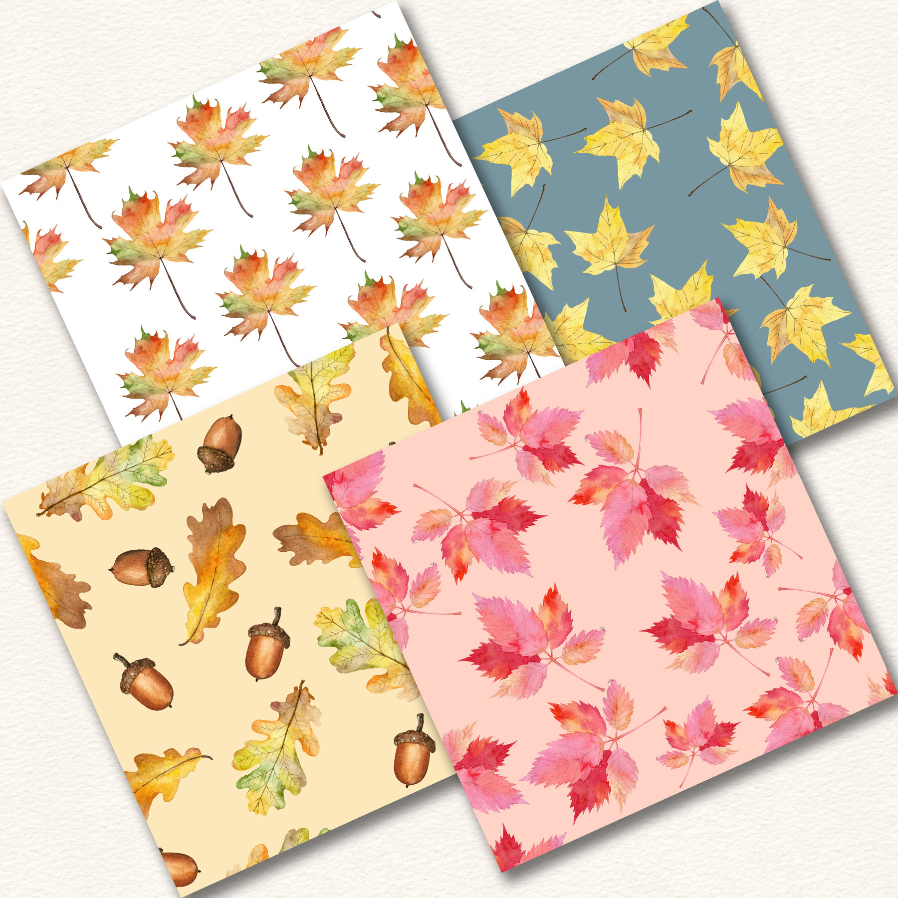 20 Seamless Watercolor Autumn Leaves PapersSeamless | Etsy