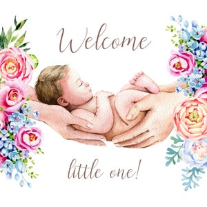 Cute Newborn Baby Clipart, Welcome Baby, Birthday Baby Shower ...