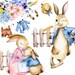 Cute Rabbit's Farm Watercolor Clipart, Cute Bunny, Farm Animals Clipart ...