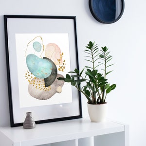 Abstract Watercolor Shapes,gold Strokes and Shapes,watercolor Circles ...