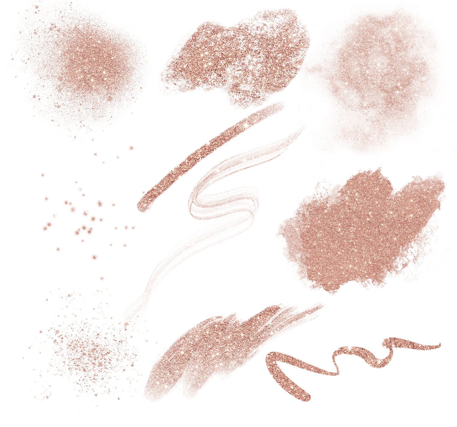 Rose Glitter Splashes and Strokes Rose Gold Splatter Clipart - Etsy
