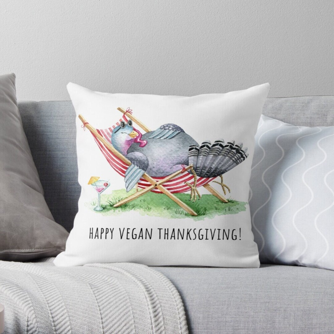 Happy Vegan Thanksgiving Day,funny Turkey Illustration,vegetarian ...