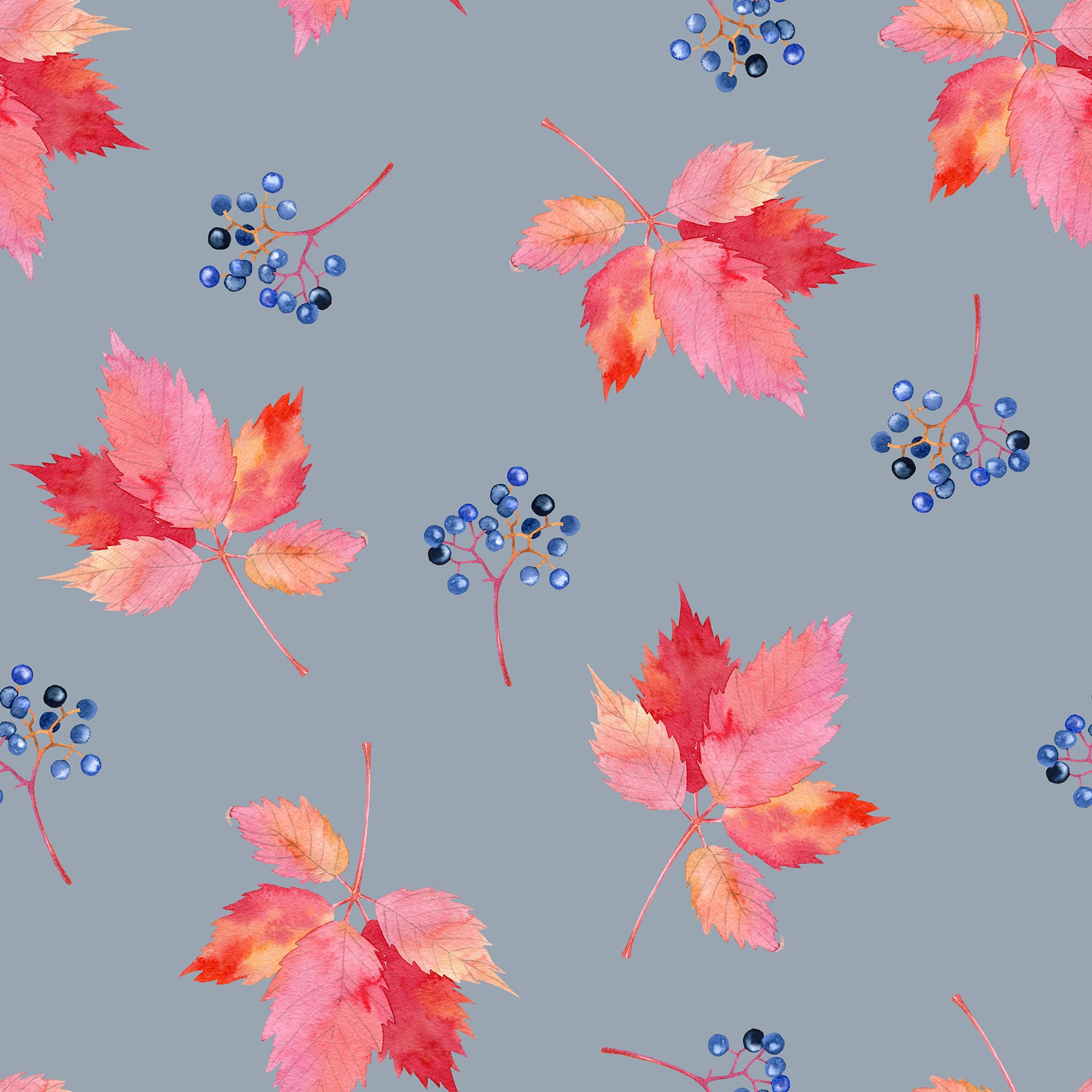 18 Seamless Watercolor Autumn Leaves Digital Papers,oak Leaves Pattern ...