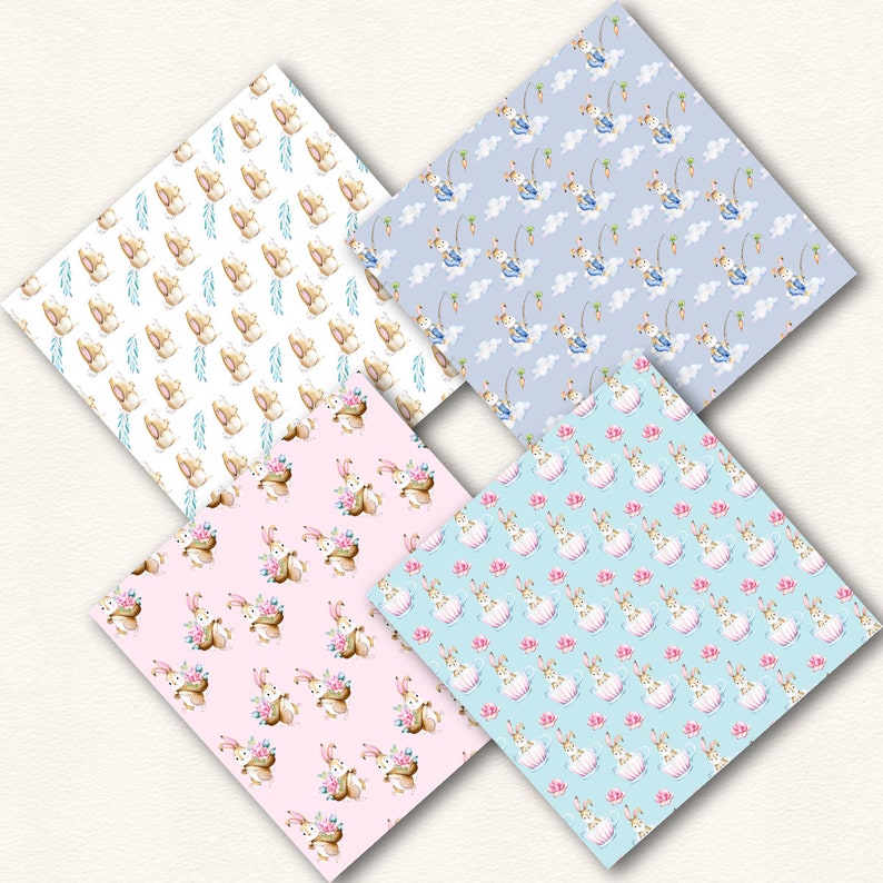 Bunny Digital Paper,easter Digital Paper,easter Scrapbooking, Bunny ...