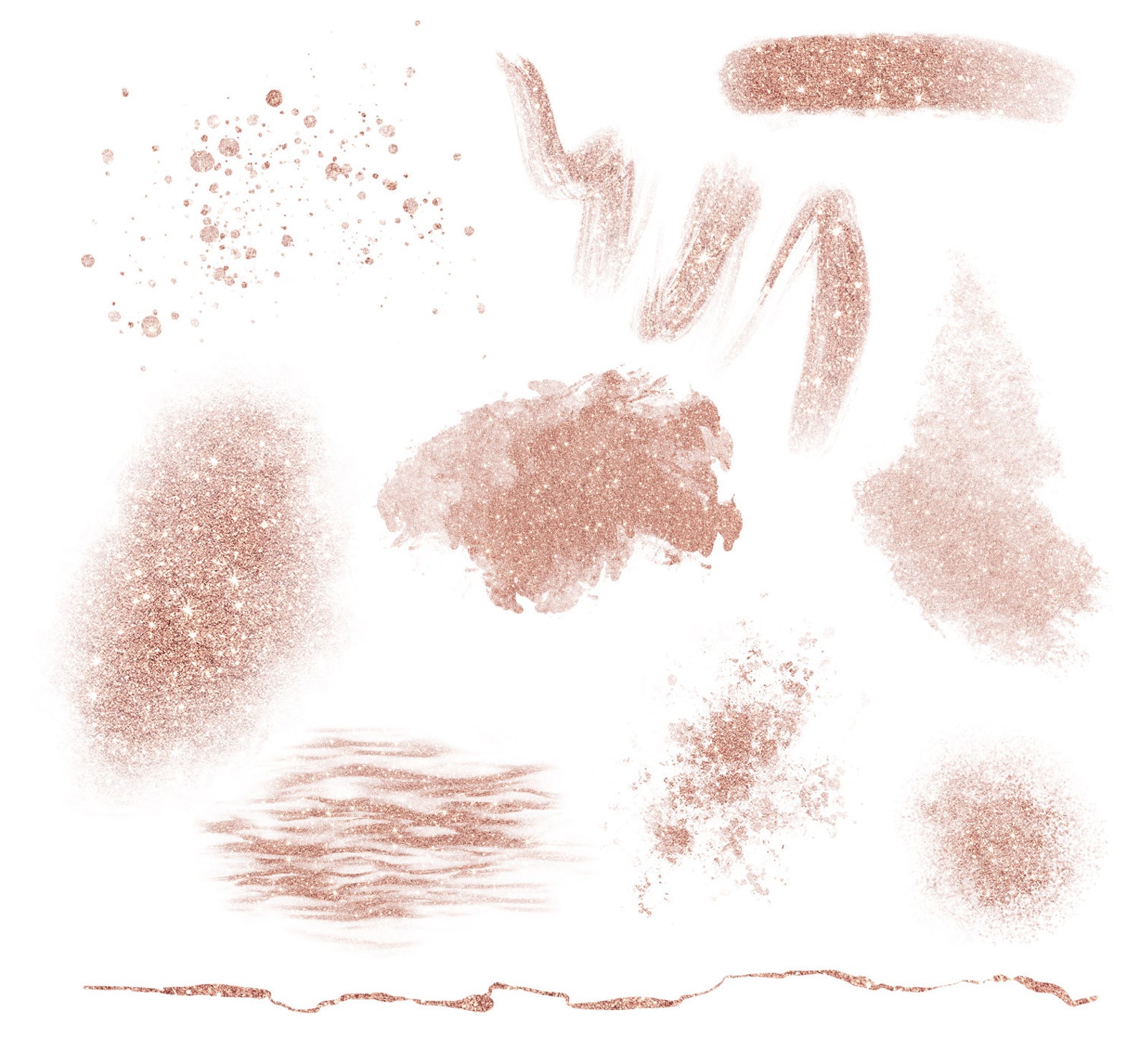 Rose Gold Glitter Splatter and Strokes Rose Gold Splashes - Etsy