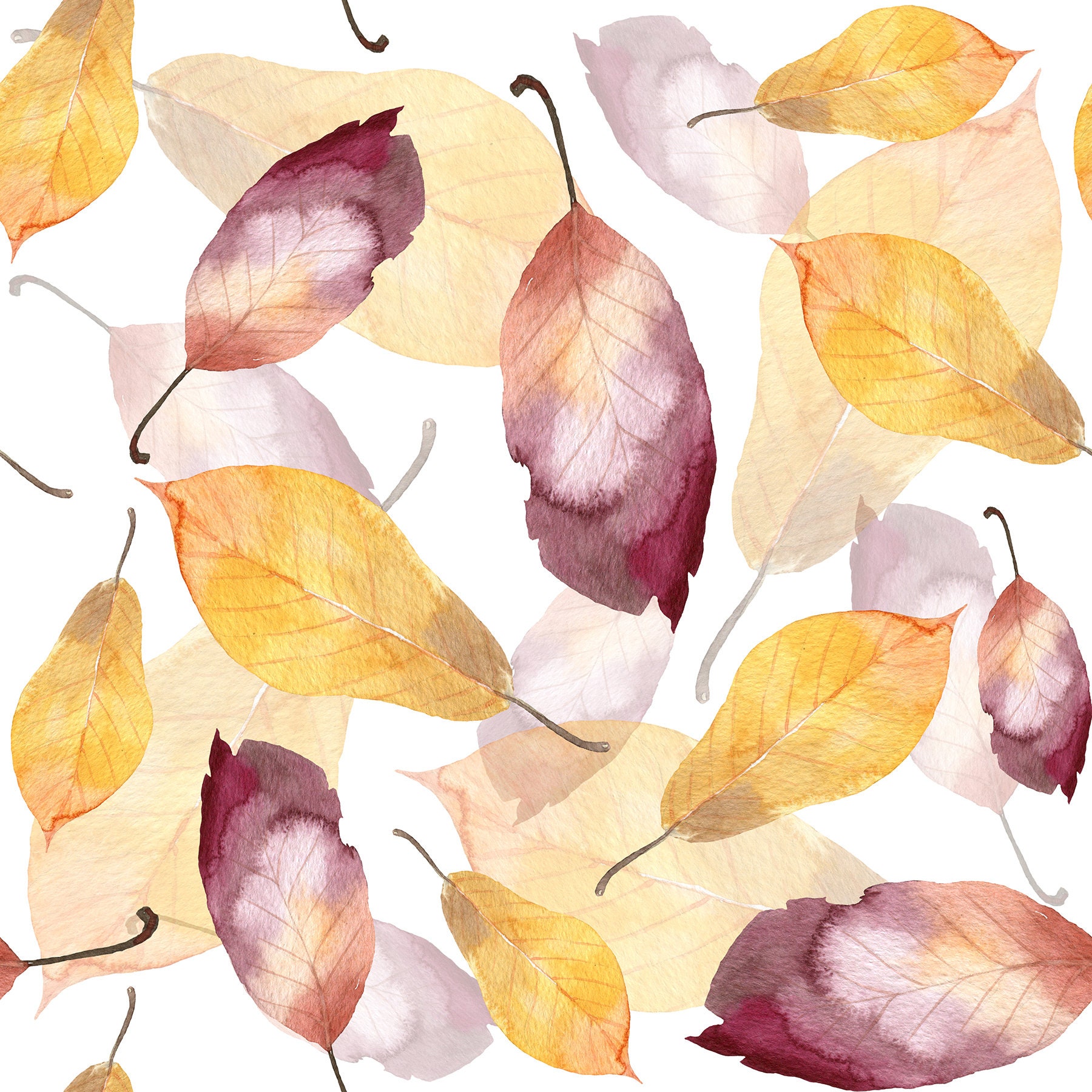 18 Seamless Watercolor Autumn Leaves Digital PapersOak Leaves | Etsy