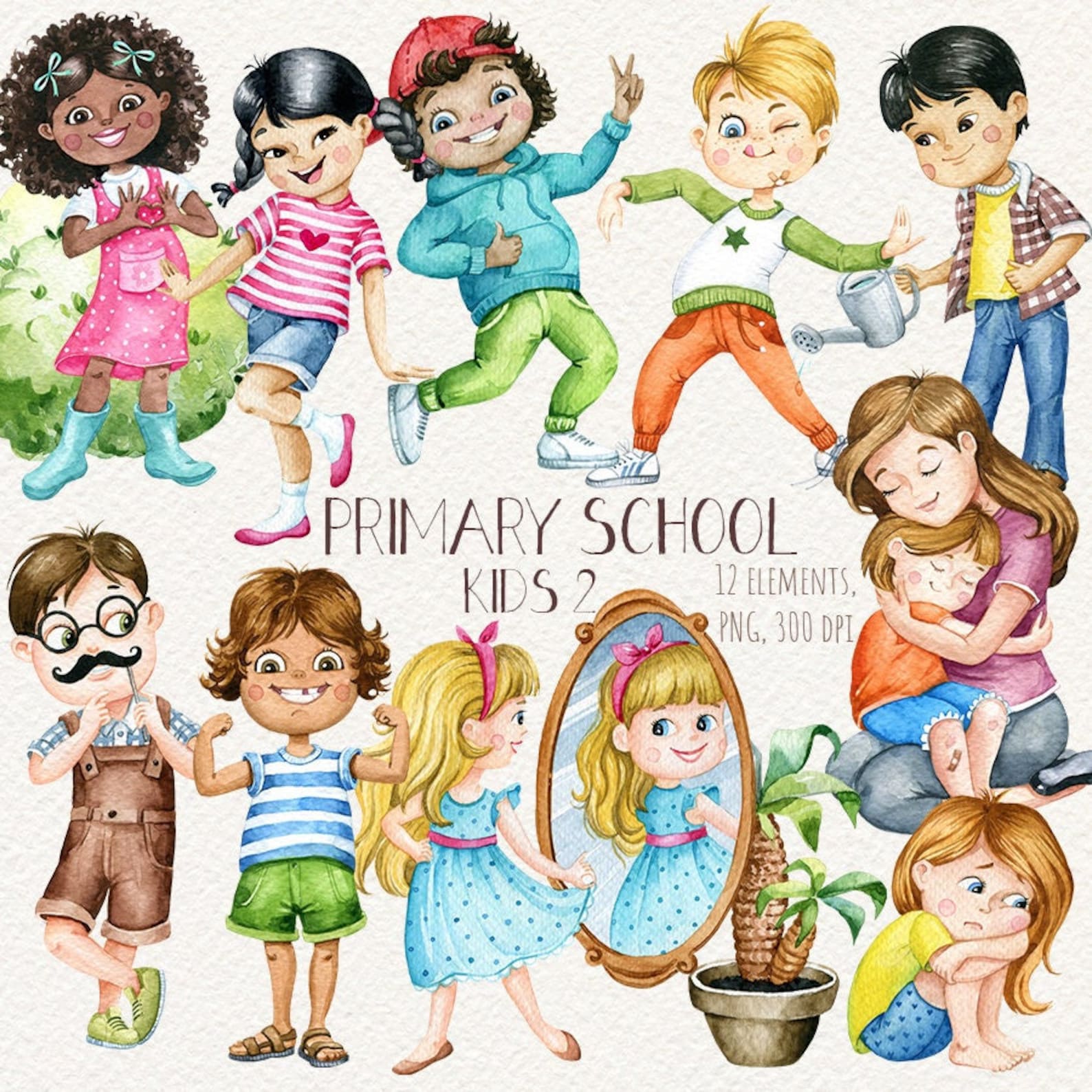 Happy Kids Clipart Different Kids Clipart Children Emotions - Etsy