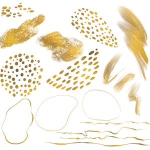 Abstract Watercolor Shapes,gold Strokes and Shapes,watercolor Circles ...