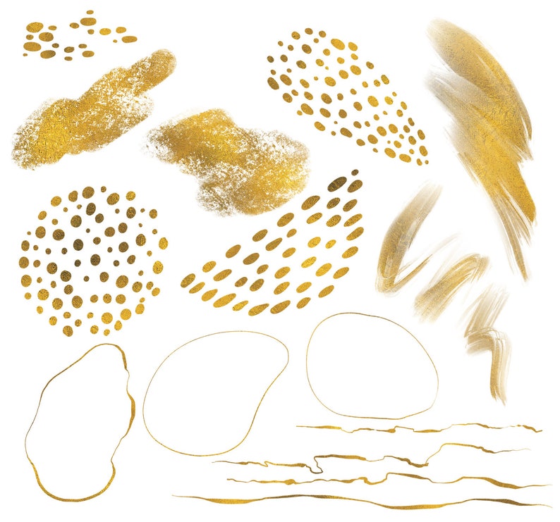 Abstract Watercolor Shapes,gold Strokes and Shapes,watercolor Circles ...