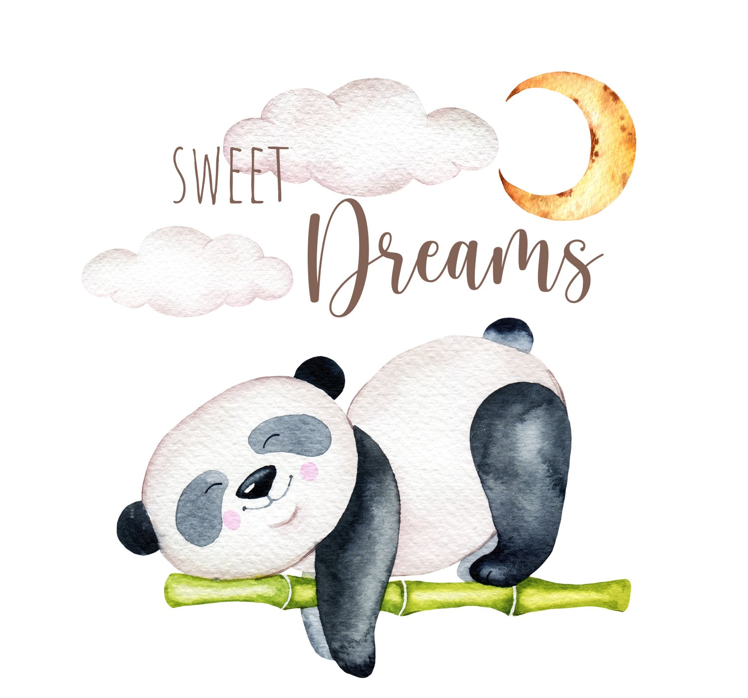 Cute Sleeping Animals Watercolor Clipart Cute Sleeping Panda - Etsy