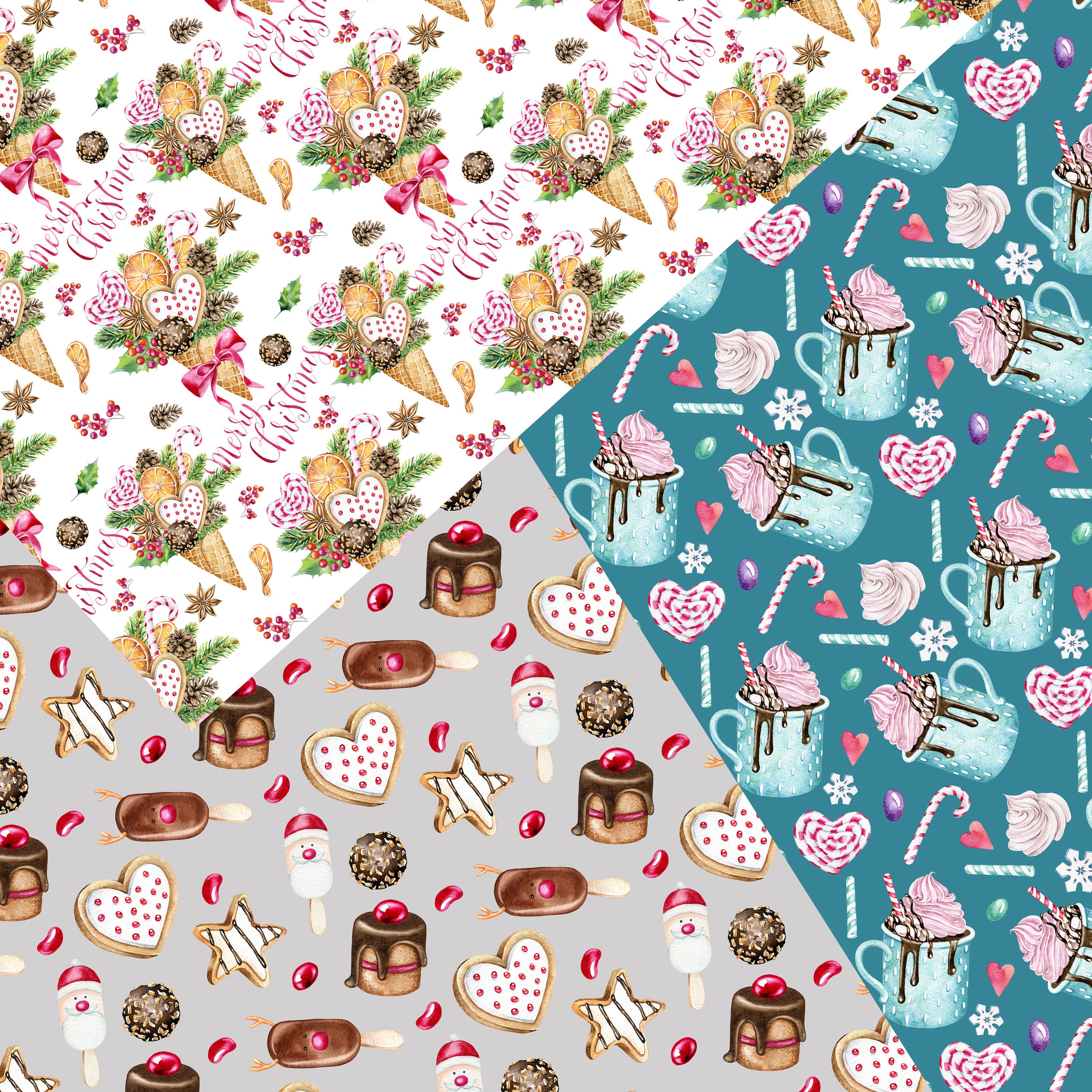 Sweet Christmas Seamless Patterns, Christmas Sweets Seamless Papers ...